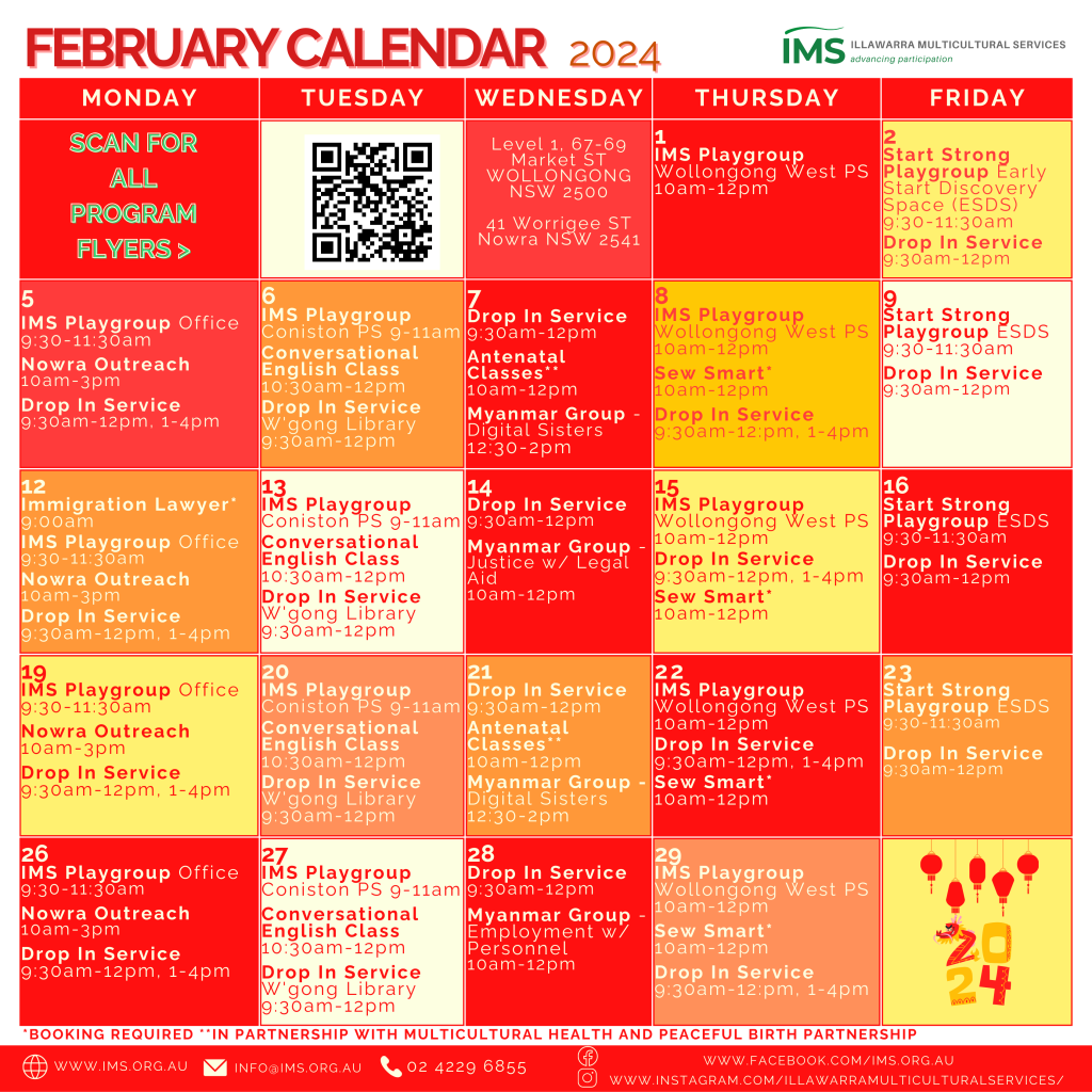 Calendar of Events – February 2024 – Illawarra Multicultural Services